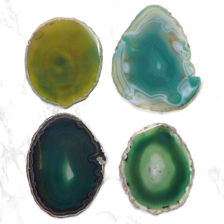 Green Agate Sliced Coasters Set 4 For Sale - AfterPay Available