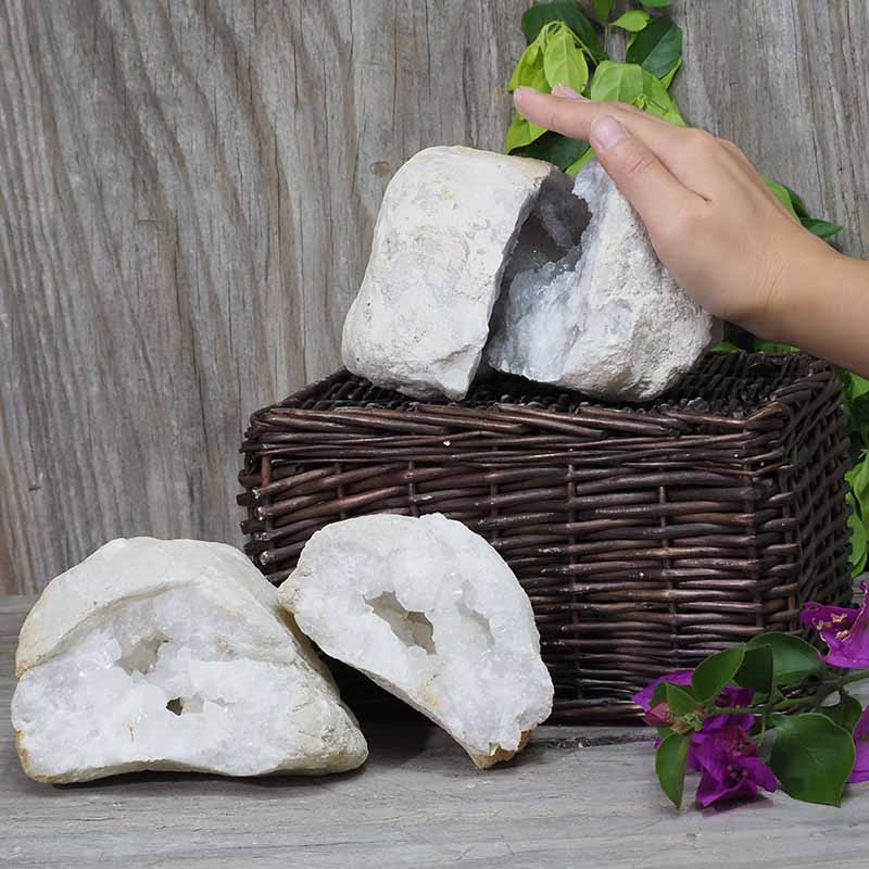 Natural Calcite Geode Pair - 2 Small Geodes Set N469 For Sale ...