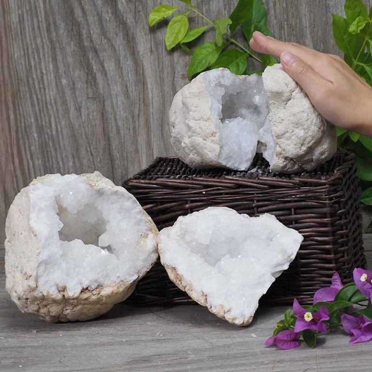 Natural Calcite Geode Pair - 2 Small Geodes Set N473 For Sale ...
