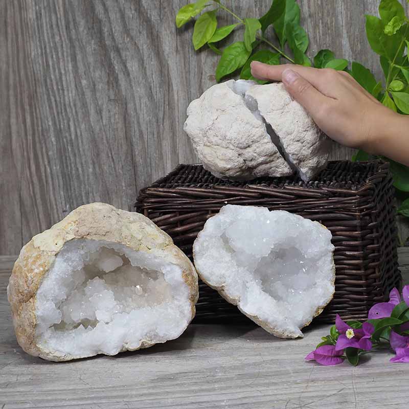 Natural Calcite Geode Pair - 2 Small Geodes Set N474 For Sale ...