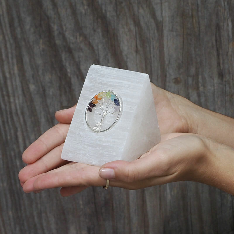 Selenite Tree Of Life Triangular Prism For Sale - AfterPay Available