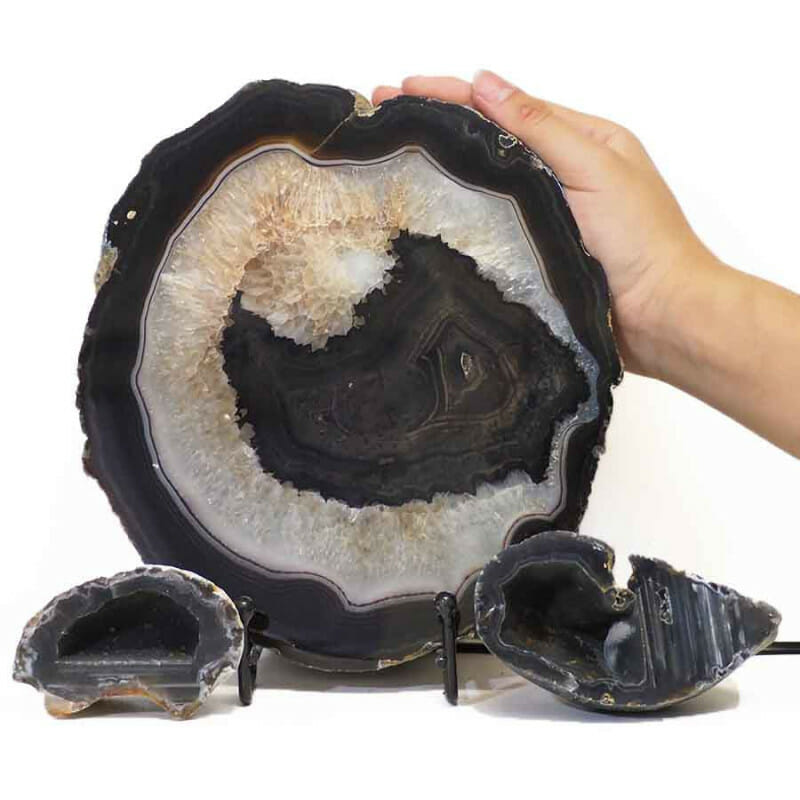 2.25kg Natural Agate Thick Sliced Crystal Lamp With Agate Mini Geode ...