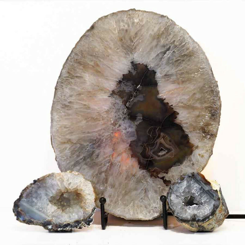 3kg Natural Agate Thick Sliced Crystal Lamp With Agate Mini Geode J268 ...