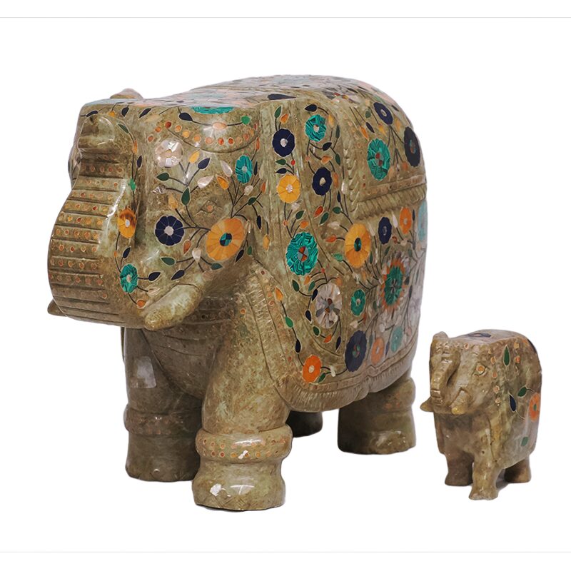 22kg Marble Inlay Stone Elephant Set DS2798 For Sale - AfterPay Available