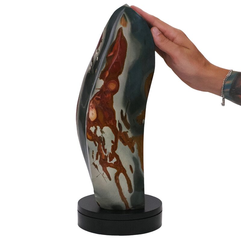 6.2 Kg Polychrome Jasper Polished Freeform Flame W/ Electric Rotating ...