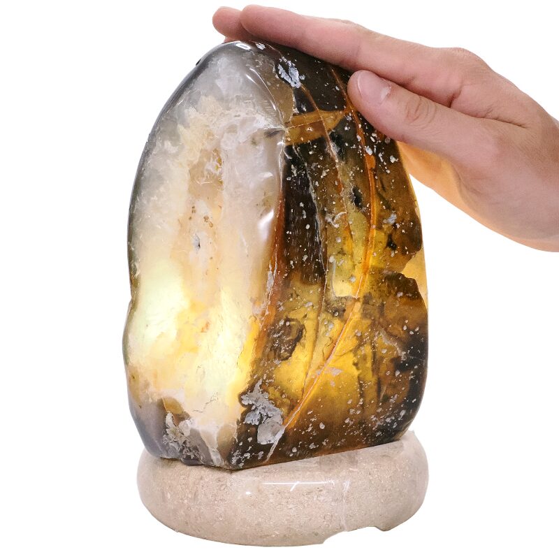 3.8kg Crystal Quartz River Agate Lamp - White LED Bulb N2257 For Sale ...