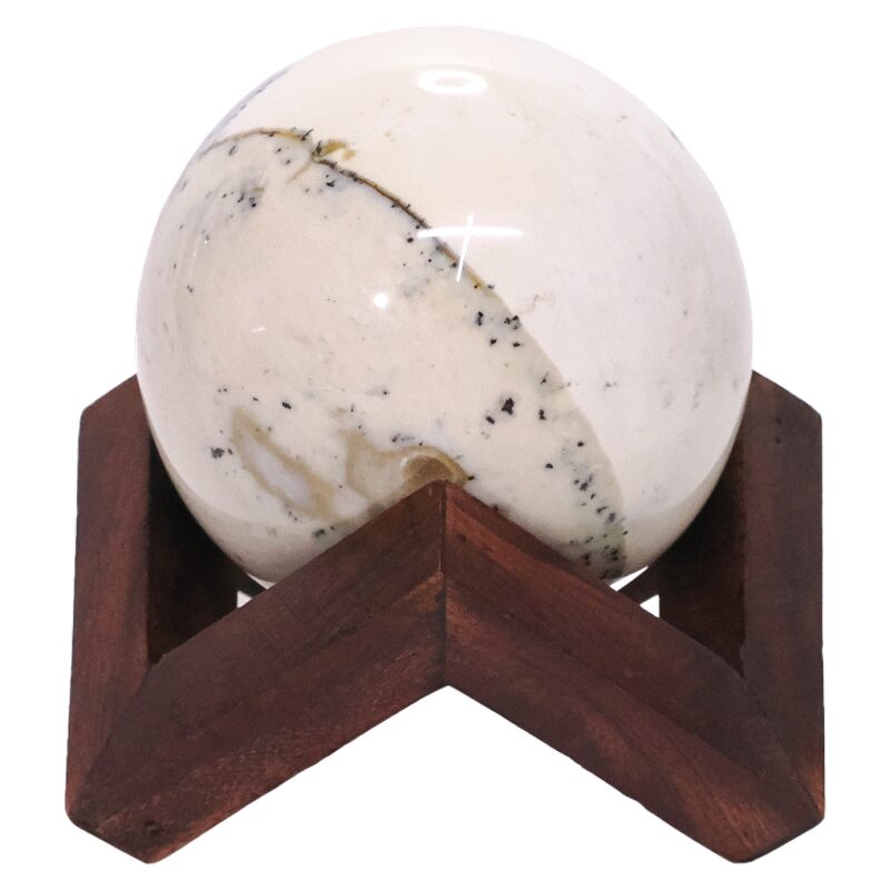 1.1kg Dendritic Agate Sphere With Timber Display 8cm Stand T3099 For ...